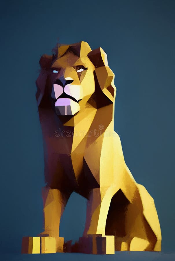 Low Poly Lion - Stylized Digital Art Stock Illustration - Illustration ...