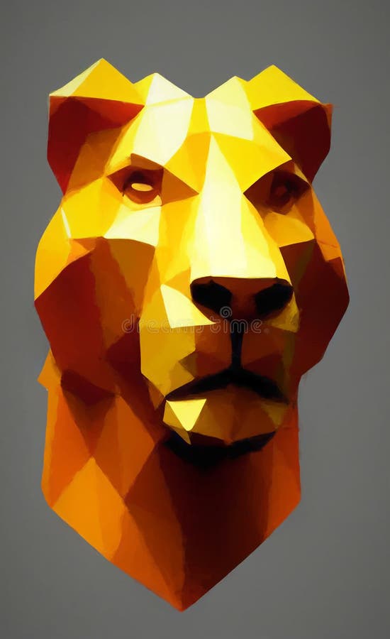 Low Poly Lion - Stylized Digital Art Stock Illustration - Illustration ...