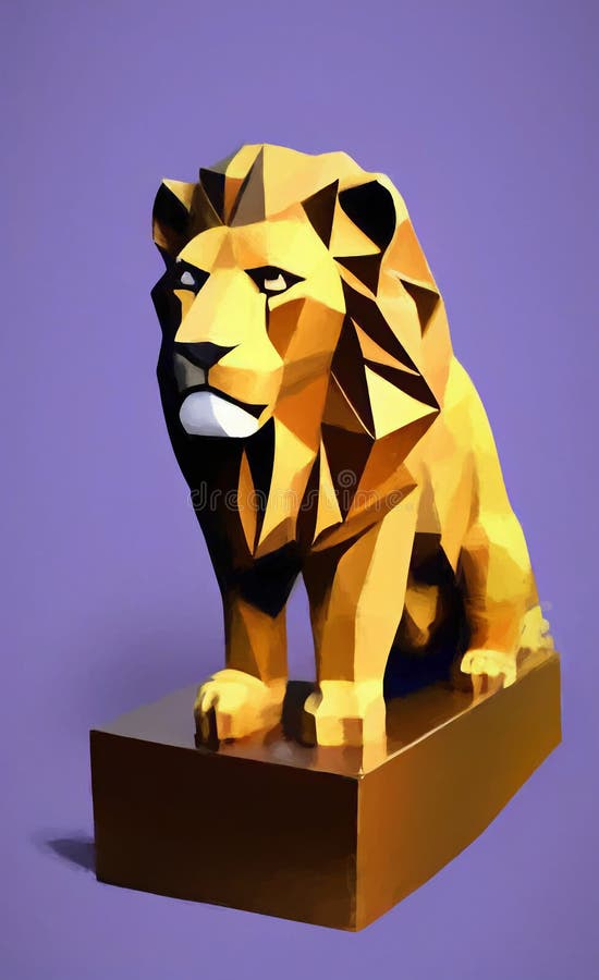 Low Poly Lion - Stylized Digital Art Stock Illustration - Illustration ...