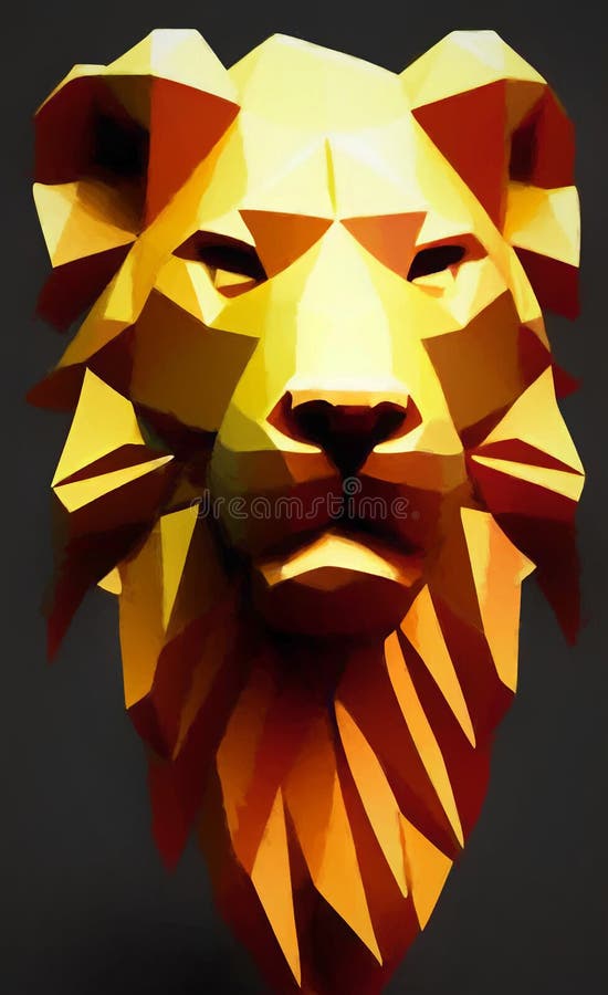 Low Poly Lion - Stylized Digital Art Stock Illustration - Illustration ...