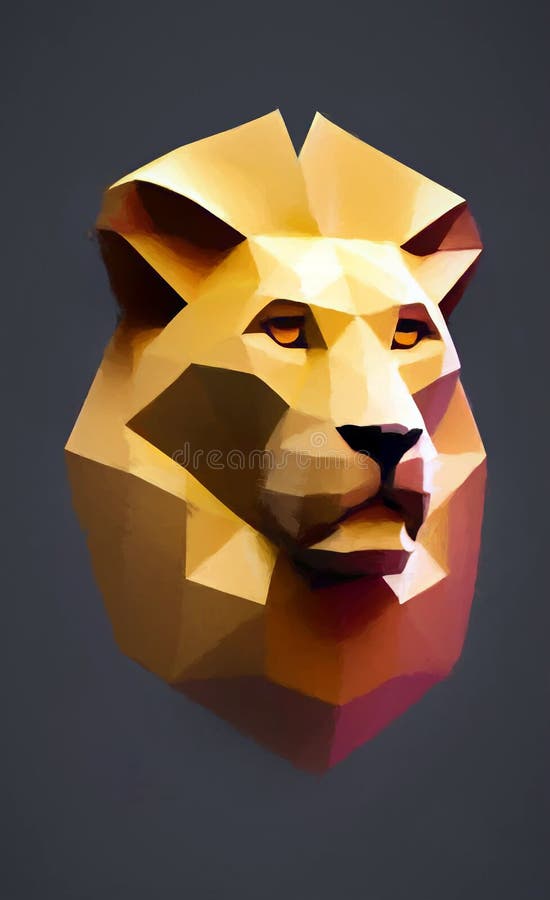 Low Poly Lion - Stylized Digital Art Stock Illustration - Illustration ...