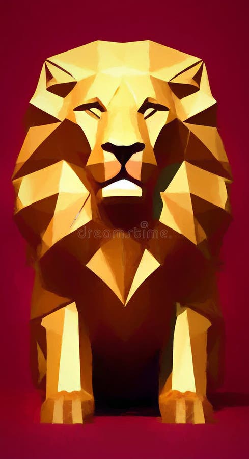 Low Poly Lion - Stylized Digital Art Stock Illustration - Illustration ...