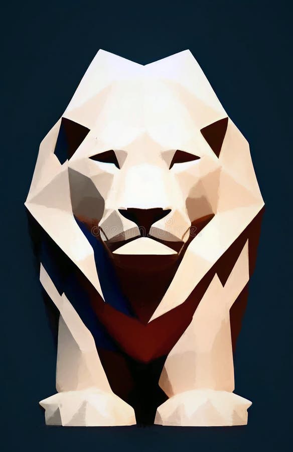 Low Poly Lion - Stylized Digital Art Stock Illustration - Illustration ...