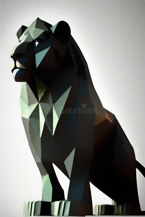 Low Poly Lion - Stylized Digital Art Stock Illustration - Illustration ...