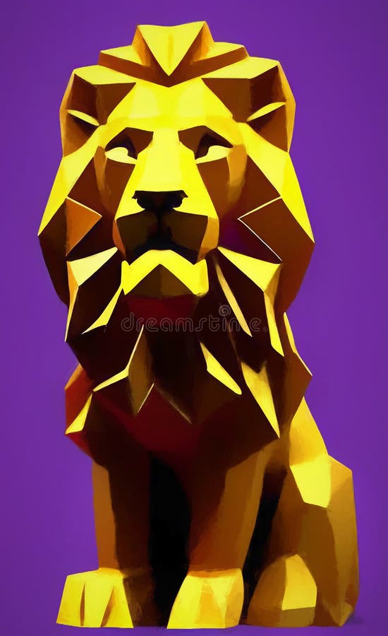 Low Poly Lion - Stylized Digital Art Stock Illustration - Illustration ...