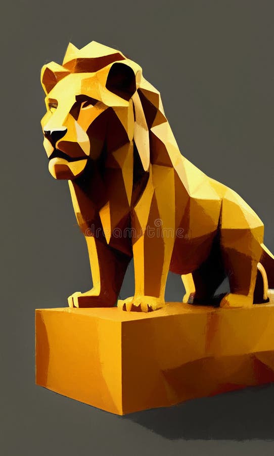 Low Poly Lion - Stylized Digital Art Stock Illustration - Illustration ...