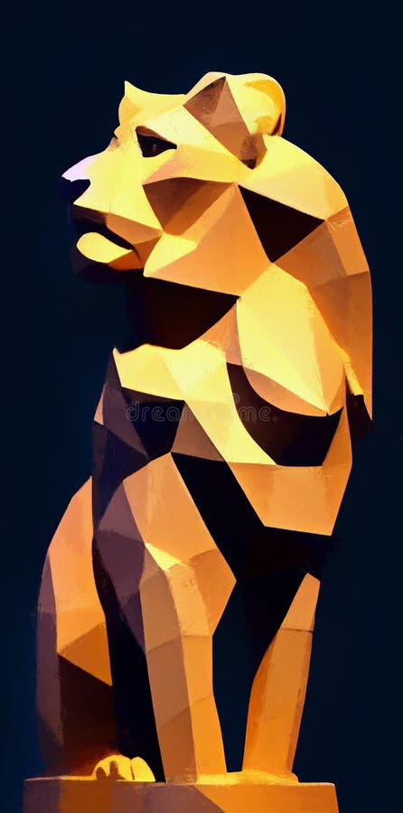 Low Poly Lion - Stylized Digital Art Stock Illustration - Illustration ...