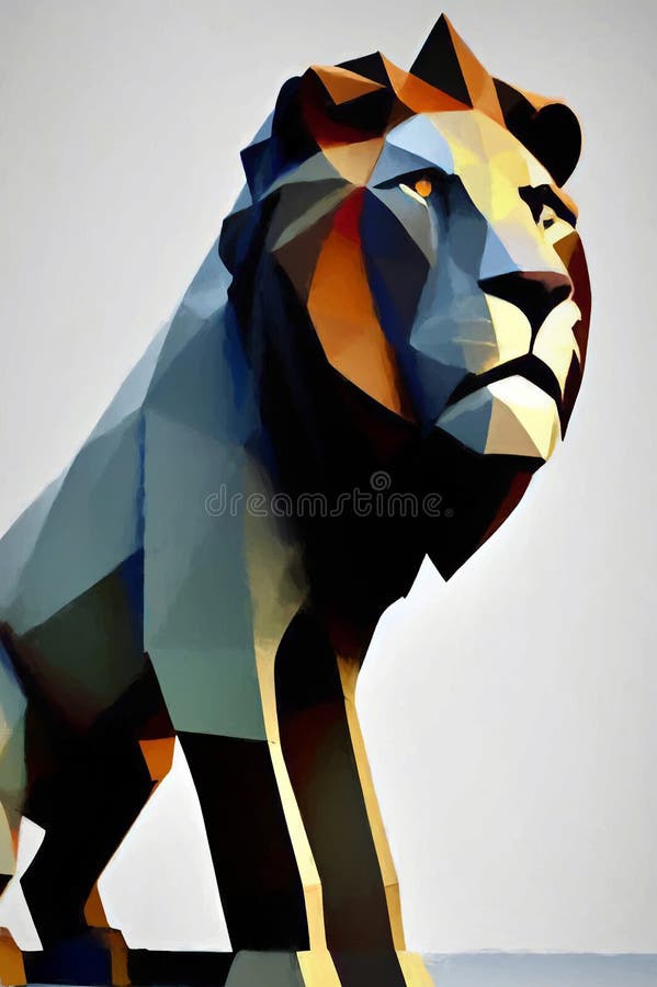 Low Poly Lion - Stylized Digital Art Stock Illustration - Illustration ...