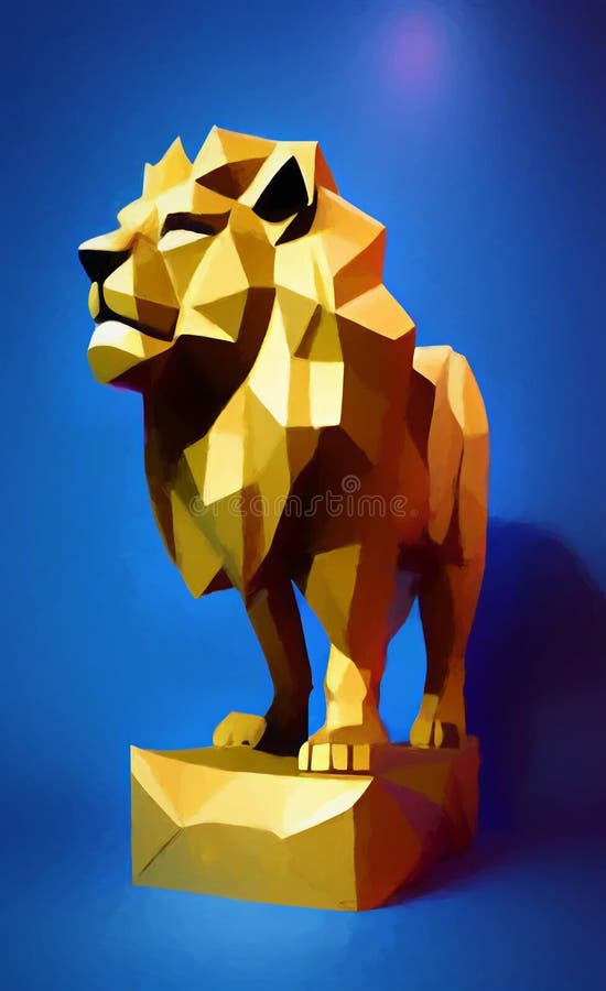 Low Poly Lion - Stylized Digital Art Stock Illustration - Illustration ...