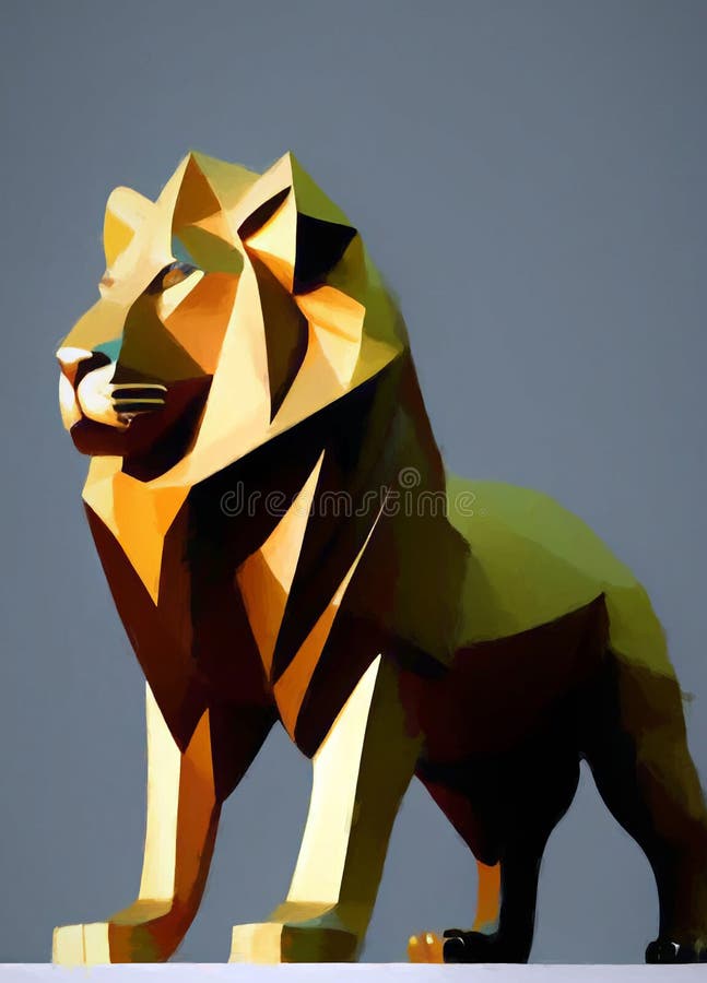 Low Poly Lion - Stylized Digital Art Stock Illustration - Illustration ...