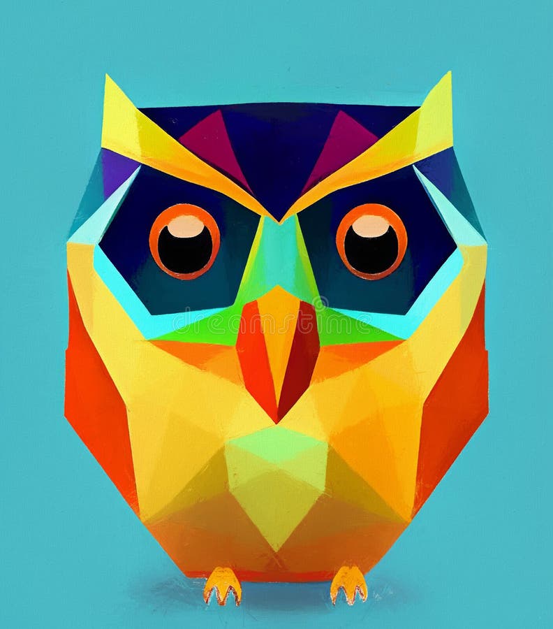 Low Poly Owl - Stylized Digital Art Stock Illustration - Illustration ...