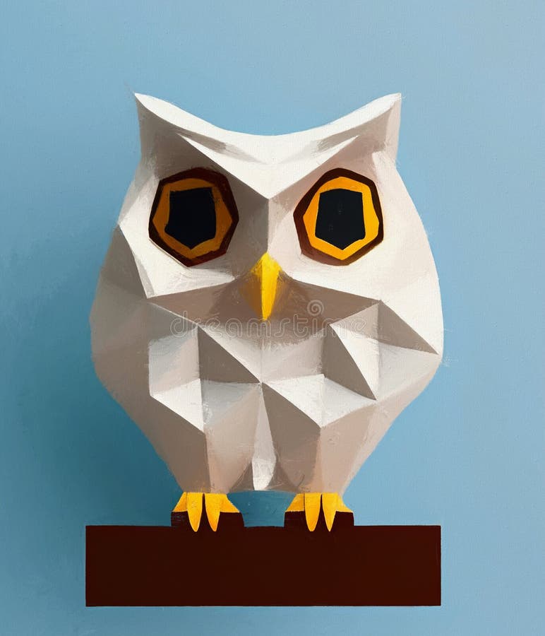 Low Poly Owl - Stylized Digital Art Stock Illustration - Illustration ...