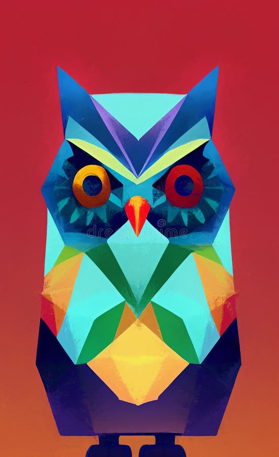 Low Poly Owl - Stylized Digital Art Stock Illustration - Illustration ...