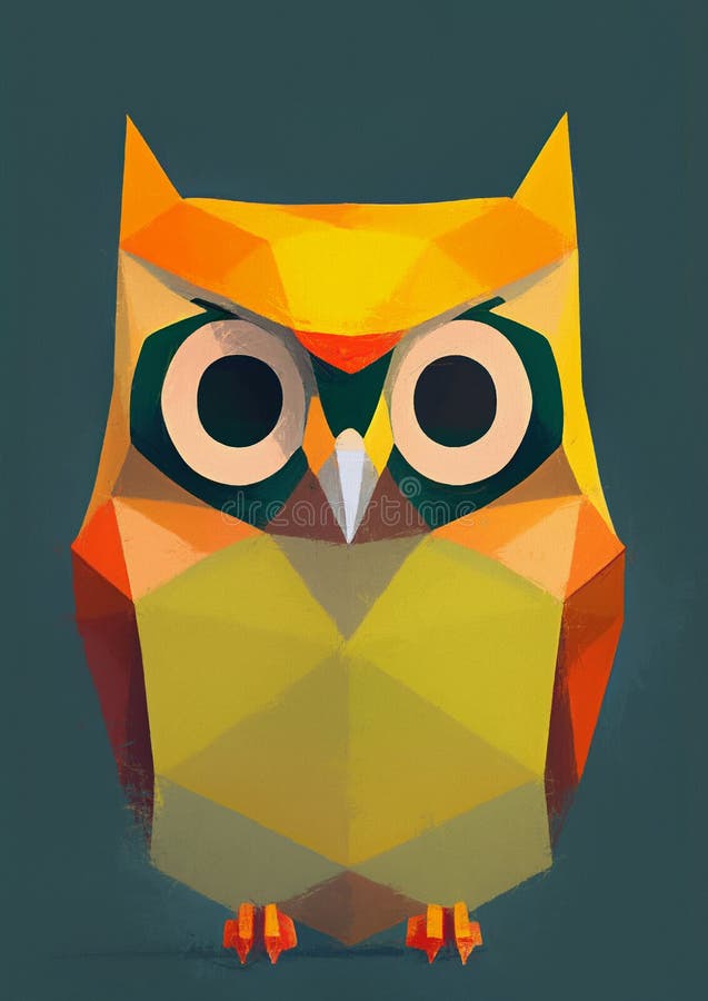 Low Poly Owl - Stylized Digital Art Stock Illustration - Illustration ...