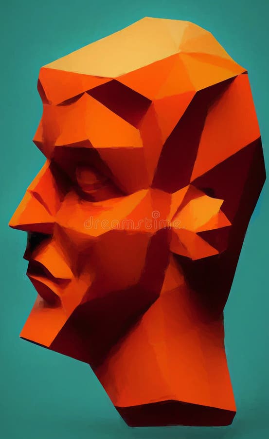 Low Poly Human Head - Abstract Digital Art Stock Illustration ...
