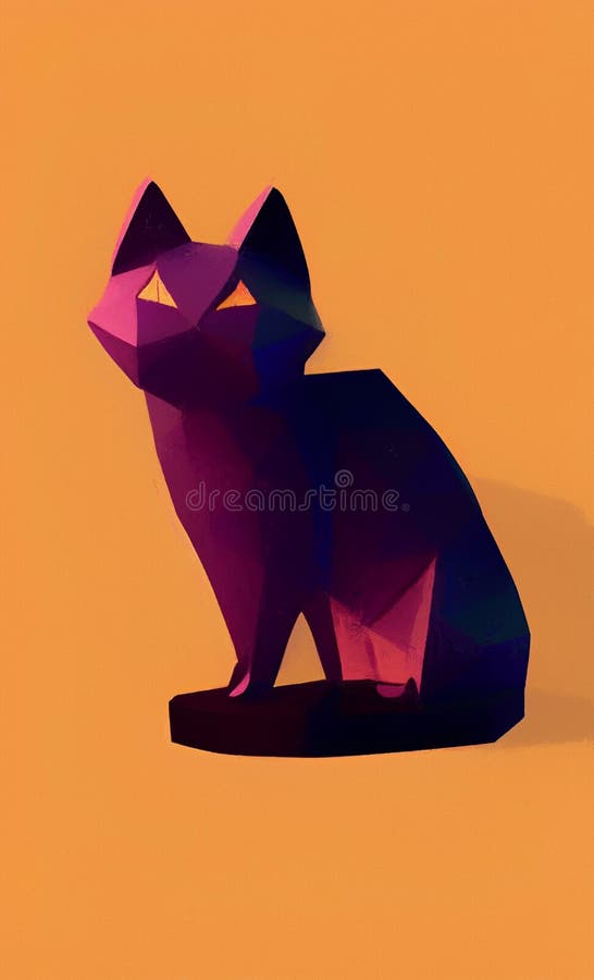 Low Poly Cat - Stylized Digital Art Stock Illustration - Illustration ...