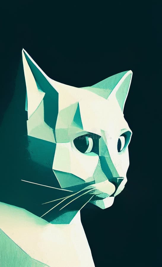Low Poly Cat - Stylized Digital Art Stock Illustration - Illustration ...
