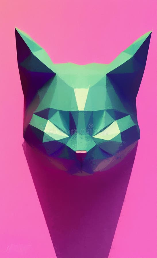 Low Poly Cat - Stylized Digital Art Stock Illustration - Illustration ...