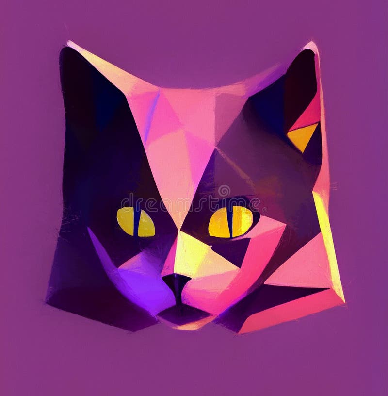 Low Poly Cat - Stylized Digital Art Stock Illustration - Illustration ...