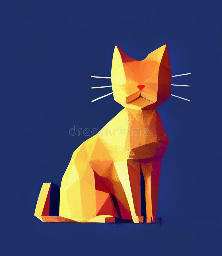 Low Poly Cat - Stylized Digital Art Stock Illustration - Illustration ...