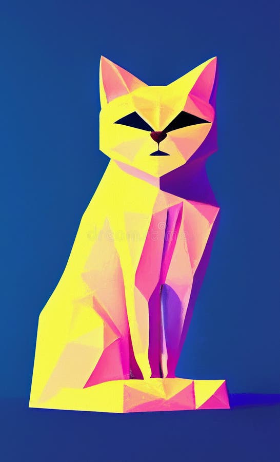 Low Poly Cat - Stylized Digital Art Stock Illustration - Illustration ...