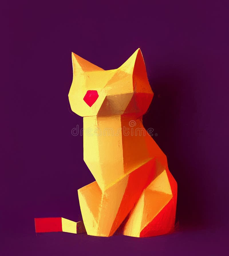 Low Poly Cat - Stylized Digital Art Stock Illustration - Illustration ...
