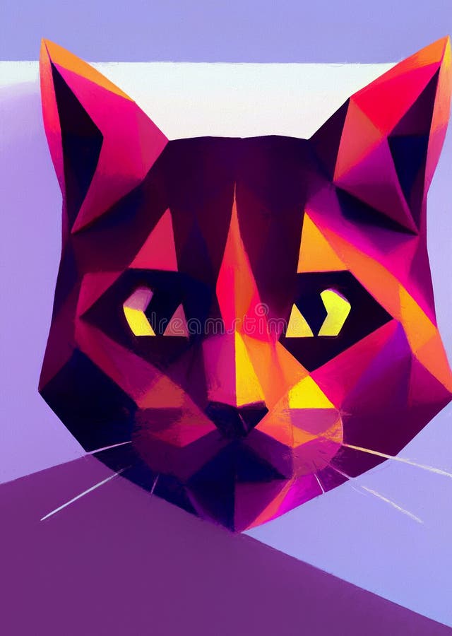 Low Poly Cat - Stylized Digital Art Stock Illustration - Illustration ...