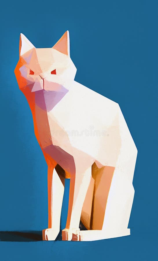 Low Poly Cat - Stylized Digital Art Stock Illustration - Illustration ...