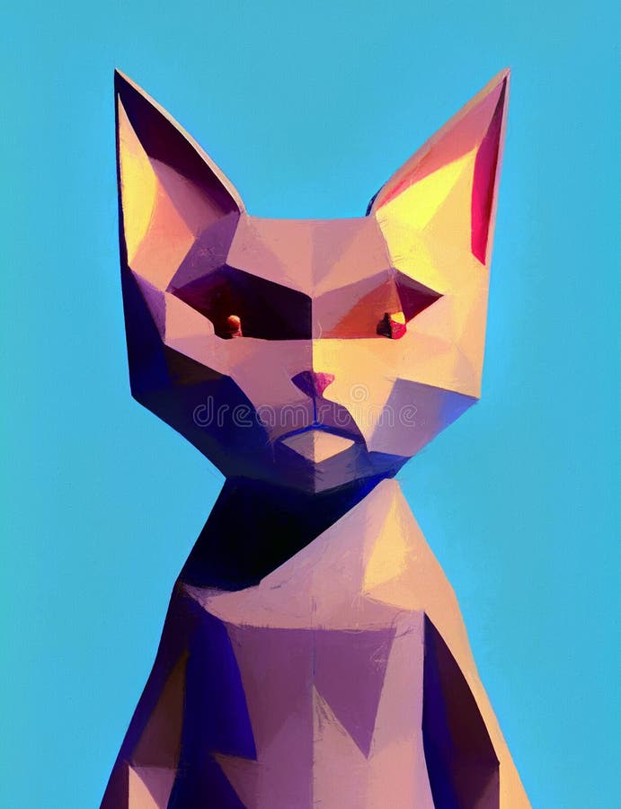 Low Poly Cat - Stylized Digital Art Stock Illustration - Illustration ...