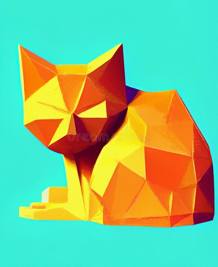 Low Poly Cat - Stylized Digital Art Stock Illustration - Illustration ...