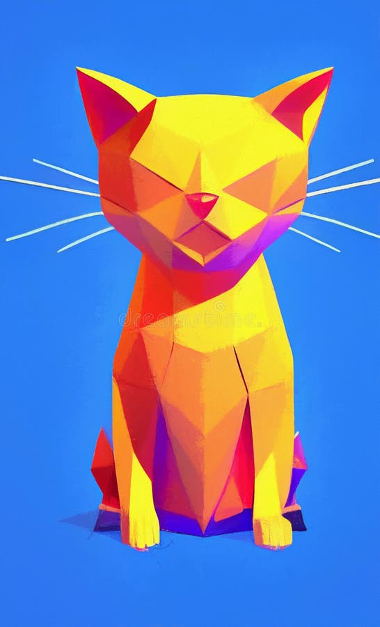 Low Poly Cat - Stylized Digital Art Stock Illustration - Illustration ...