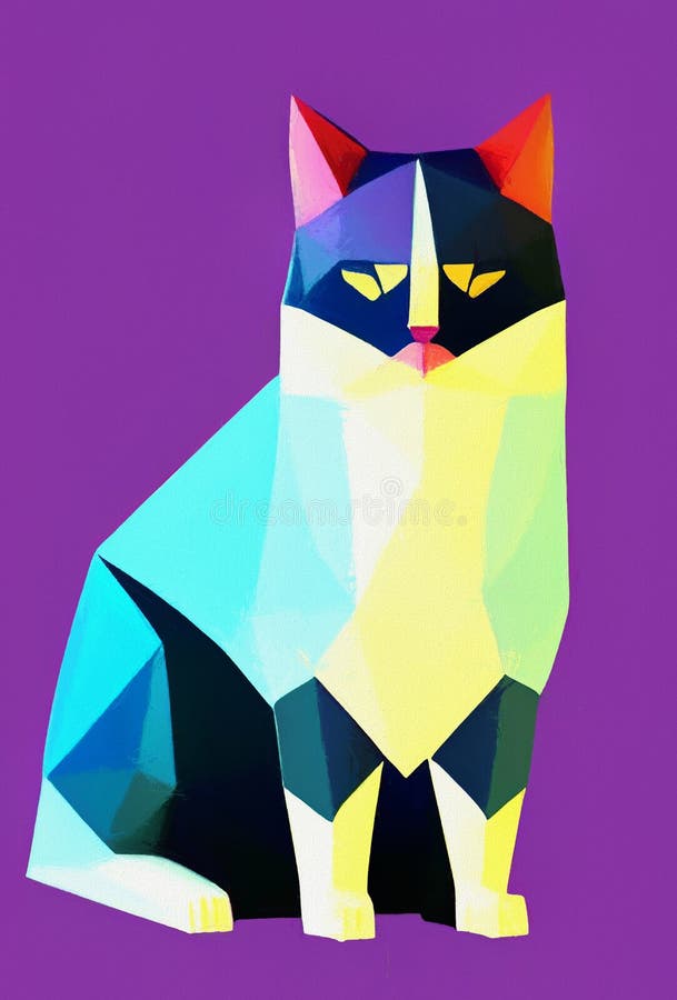 Low Poly Cat - Stylized Digital Art Stock Illustration - Illustration ...