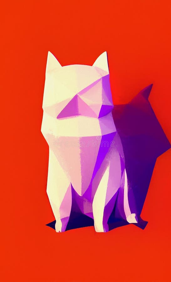 Low Poly Cat - Stylized Digital Art Stock Illustration - Illustration ...