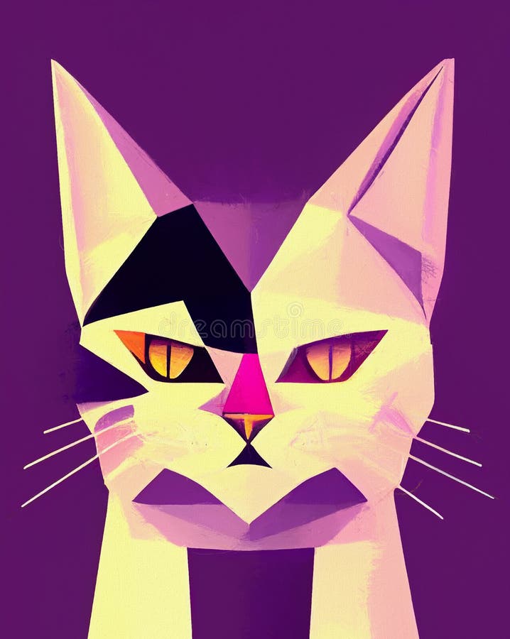 Low Poly Cat - Stylized Digital Art Stock Illustration - Illustration ...