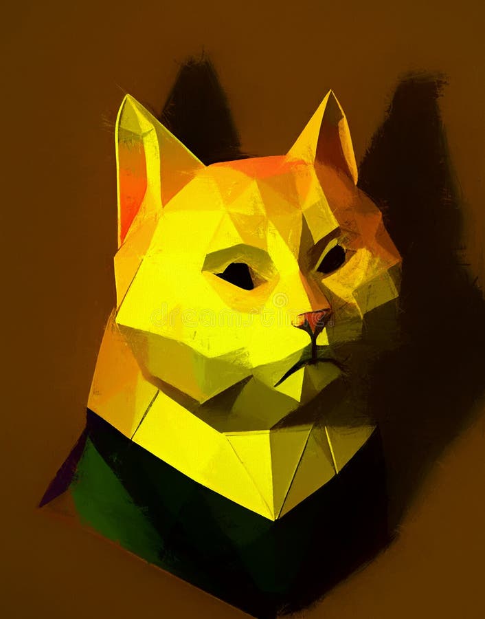 Low Poly Cat - Stylized Digital Art Stock Illustration - Illustration ...