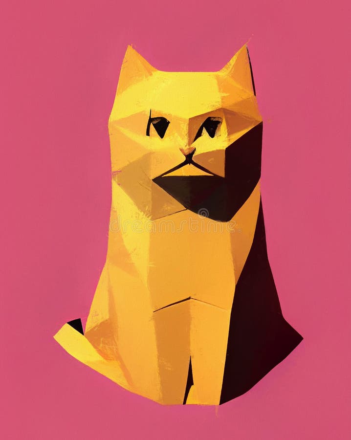 Low Poly Cat - Stylized Digital Art Stock Illustration - Illustration ...