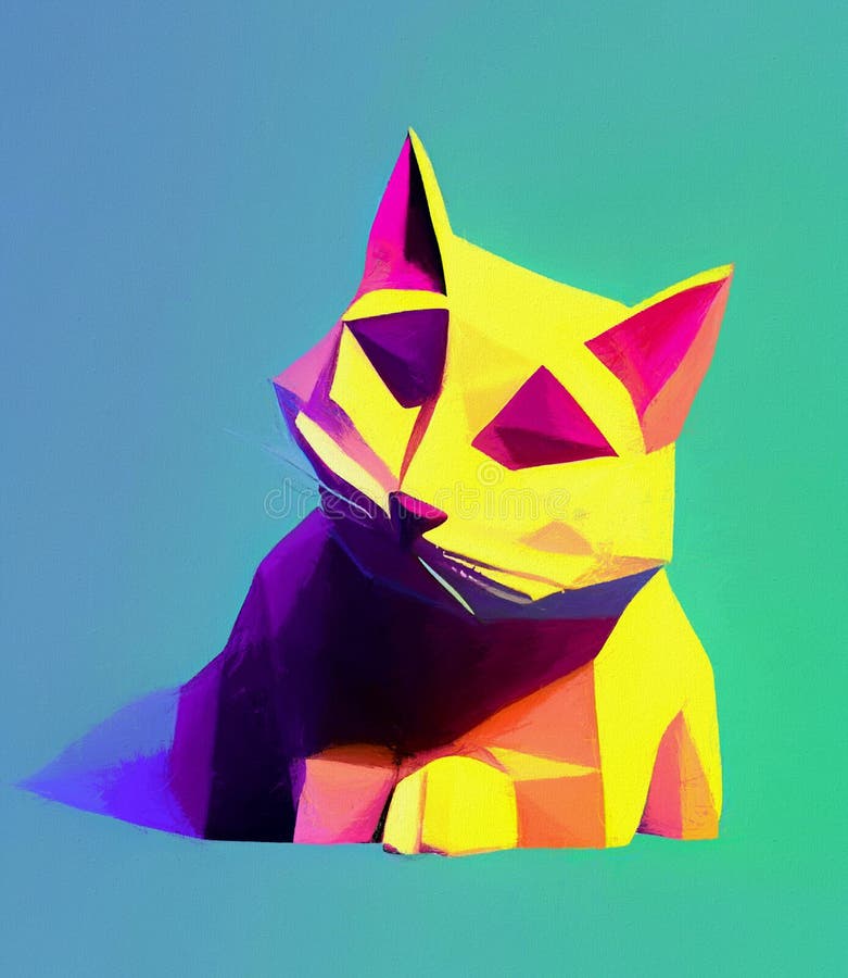 Low Poly Cat - Stylized Digital Art Stock Illustration - Illustration ...