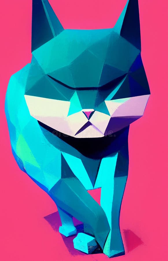 Low Poly Cat - Stylized Digital Art Stock Illustration - Illustration of paintings, poly: 259253924