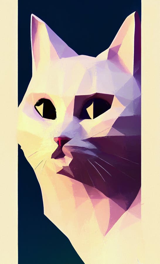 Low Poly Cat - Stylized Digital Art Stock Illustration - Illustration ...