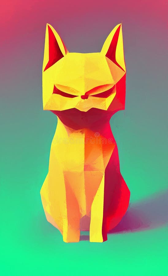 Low Poly Cat - Stylized Digital Art Stock Illustration - Illustration ...