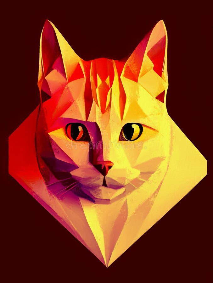 Low Poly Cat - Stylized Digital Art Stock Illustration - Illustration ...