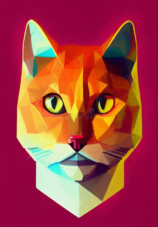 Low Poly Cat - Stylized Digital Art Stock Illustration - Illustration ...