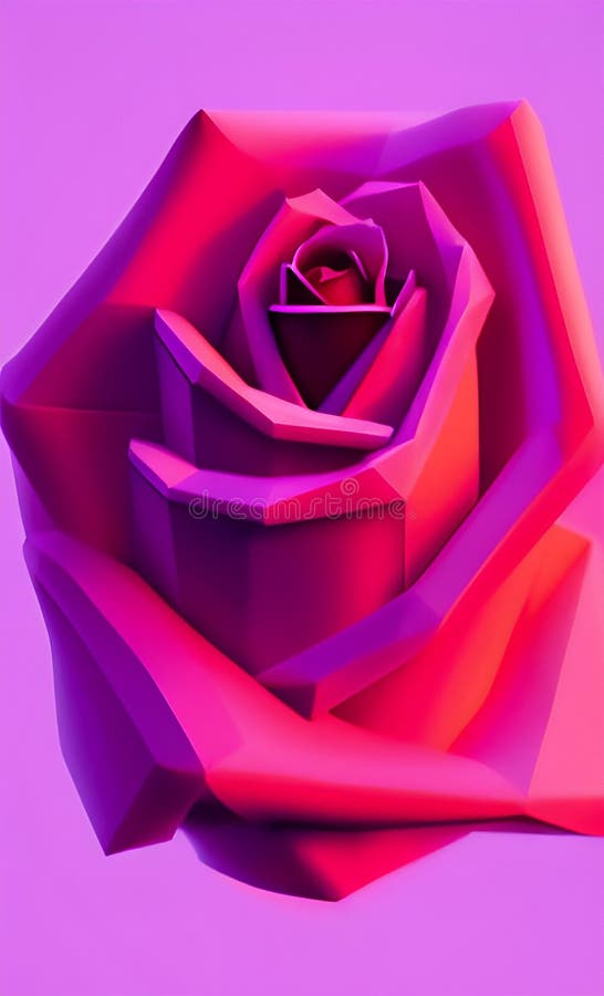 Low Poly Rose - Stylized Digital Art Stock Illustration - Illustration ...