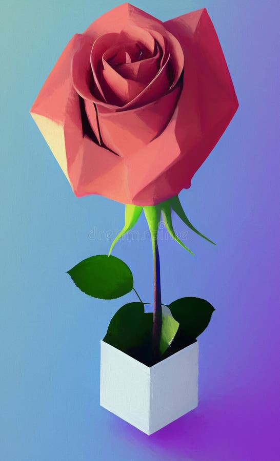 Low Poly Rose - Stylized Digital Art Stock Illustration - Illustration ...