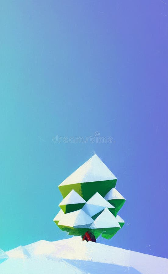 Low Poly Winter Tree - Digital Painting Stock Illustration ...