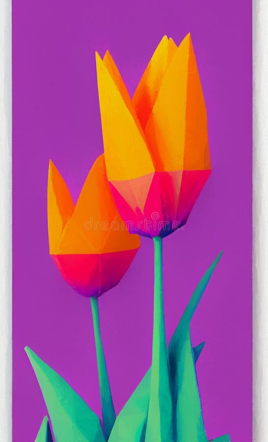 Low Poly Bouquet of Flowers - Stylized Digital Art Stock Illustration ...