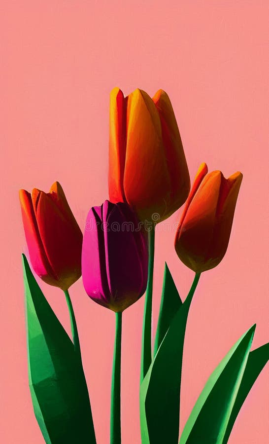 Low Poly Tulips - Stylized Digital Art Stock Illustration ...