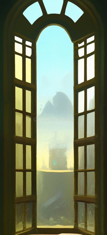Window in Futuristic Style - Digital Art Stock Illustration ...