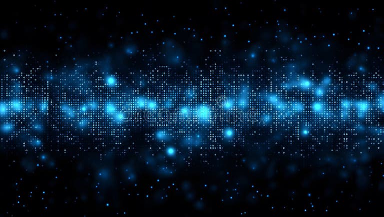Abstract Digital Particle Matrix with Glowing Blue Lights Binary Code ...
