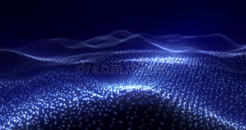 Abstract Digital Particle Wave and Blue Lights Background, Futuristic ...
